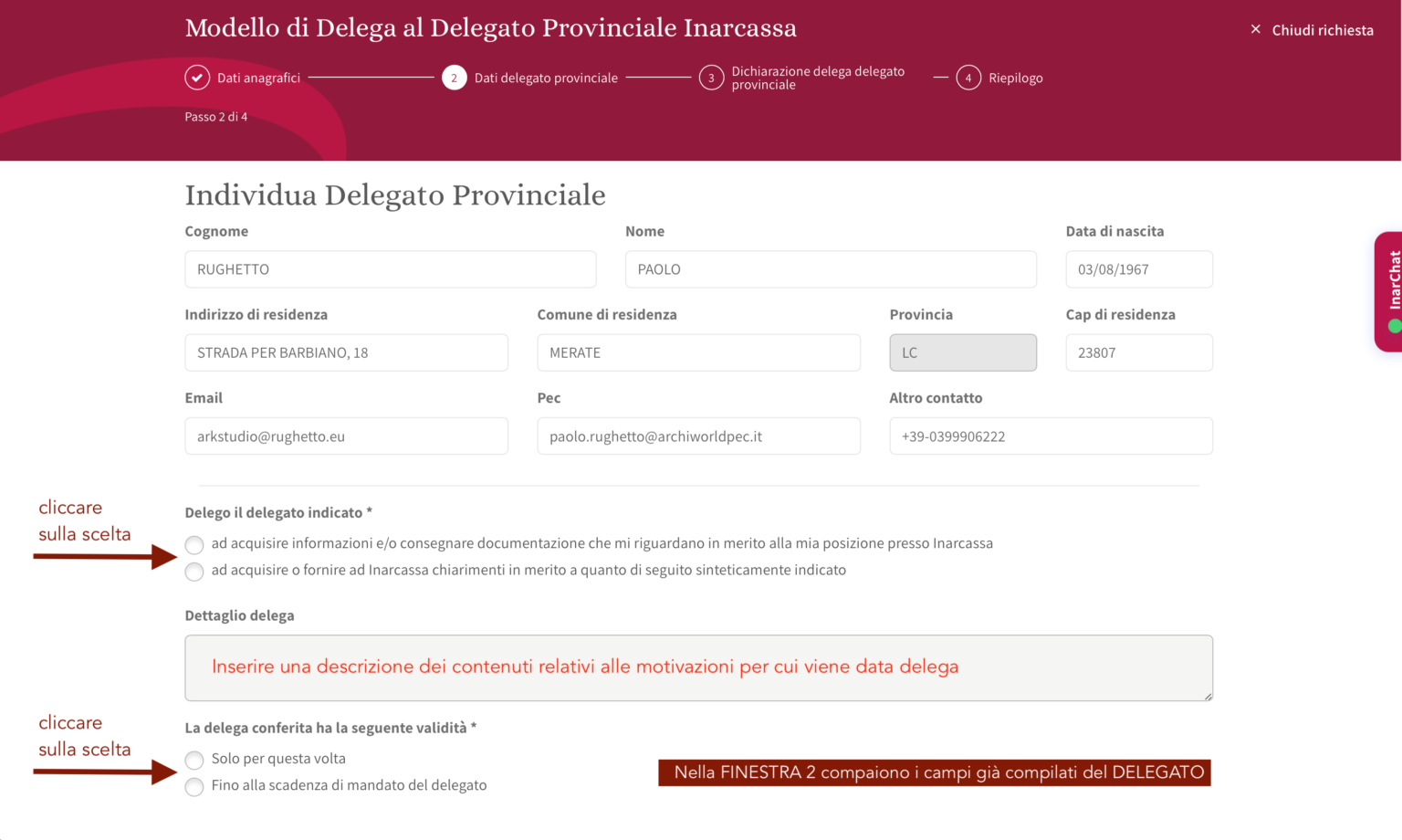 INARCASSA – Procedura per creare DELEGA al DELEGATO INARCASSA – Ordine ...